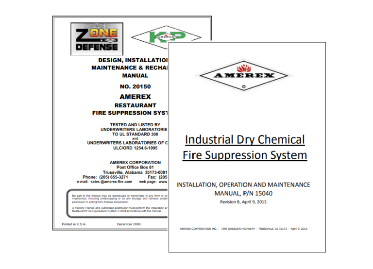 Amerex KP/Zone Defense and "IS" System Manuals. Available in PDF or Printed Versions. Call for ...
